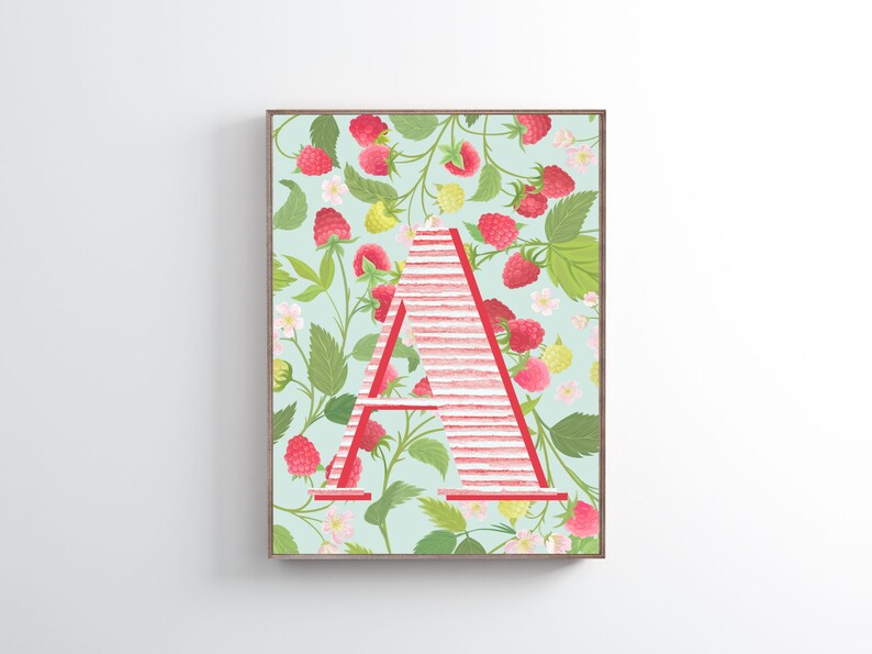Strawberry Initial Letter 'A' Printable Nursery Wall Art Kids First ...