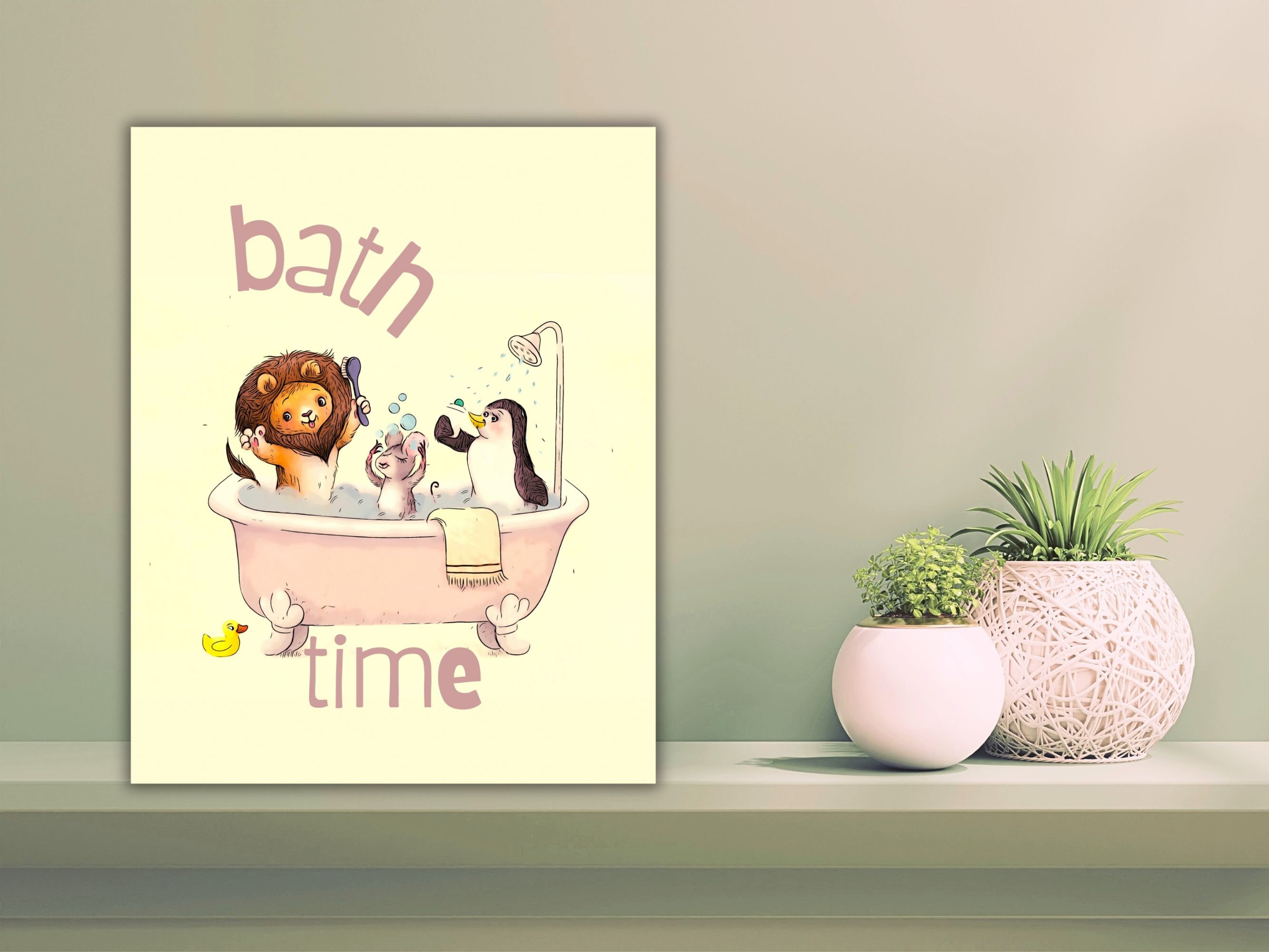 Playful Bath Time Wall Art Printable Nursery Wall Art Kids Bath Room ...