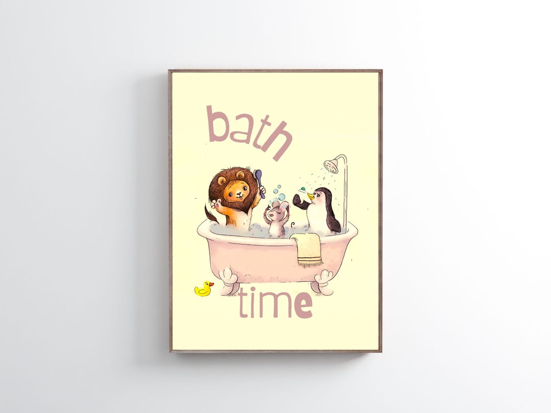Playful Bath Time Wall Art Printable Nursery Wall Art | Kids Bath Room ...