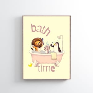 Playful Bath Time Wall Art Printable Nursery Wall Art | Kids Bath Room ...