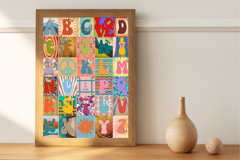 Hippie Boho Butterfly Alphabet Poster Butterfly Wall Art KIDS Playroom ...