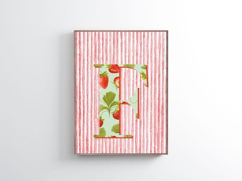 Letra inicial de fresa 'F' imprimible vivero pared - Etsy México