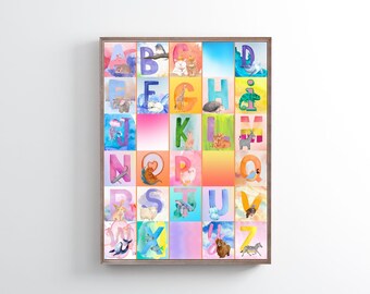 Animal Alphabet Watercolor Poster - Etsy