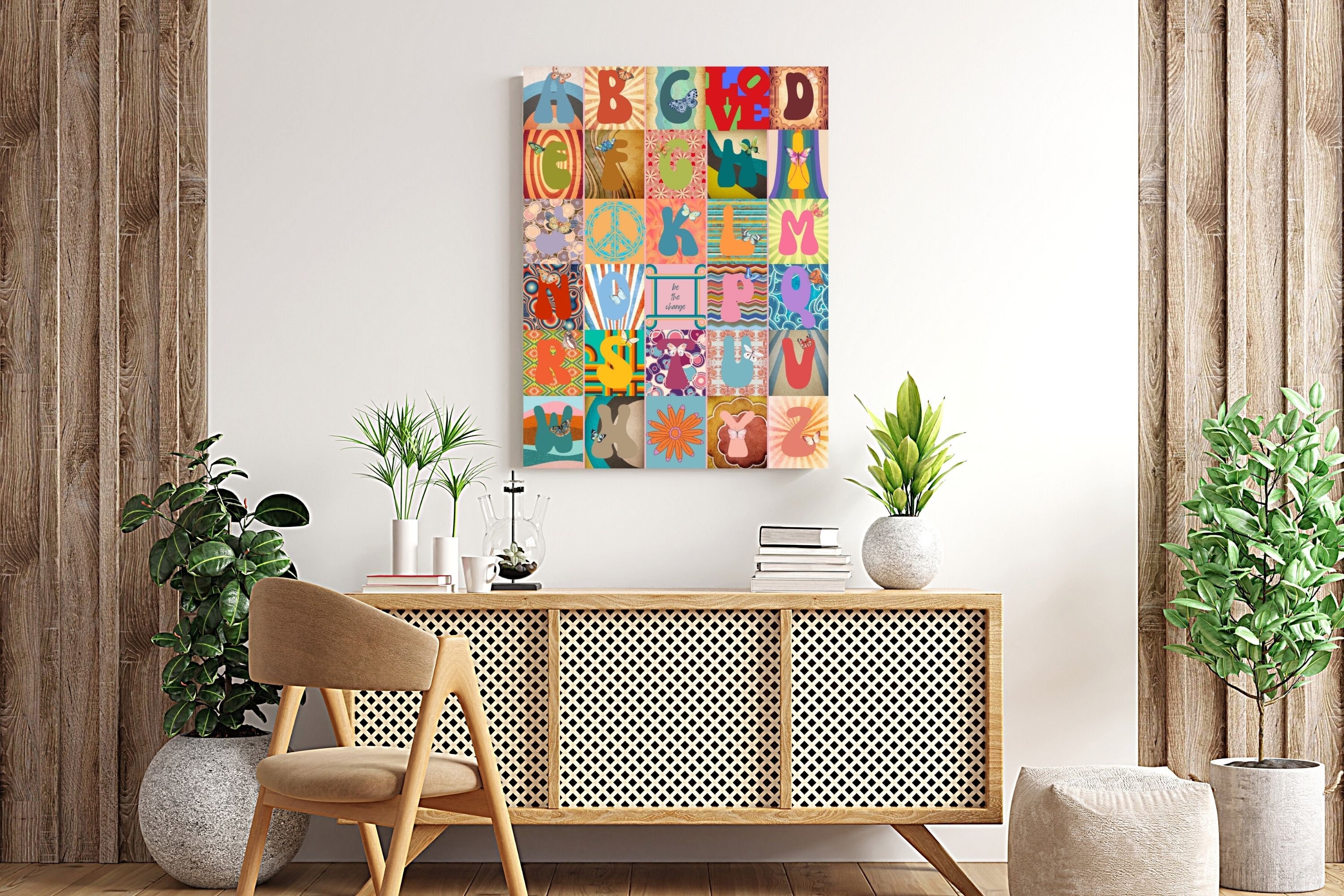 Hippie Boho Butterfly Alphabet Poster Butterfly Wall Art KIDS Playroom ...
