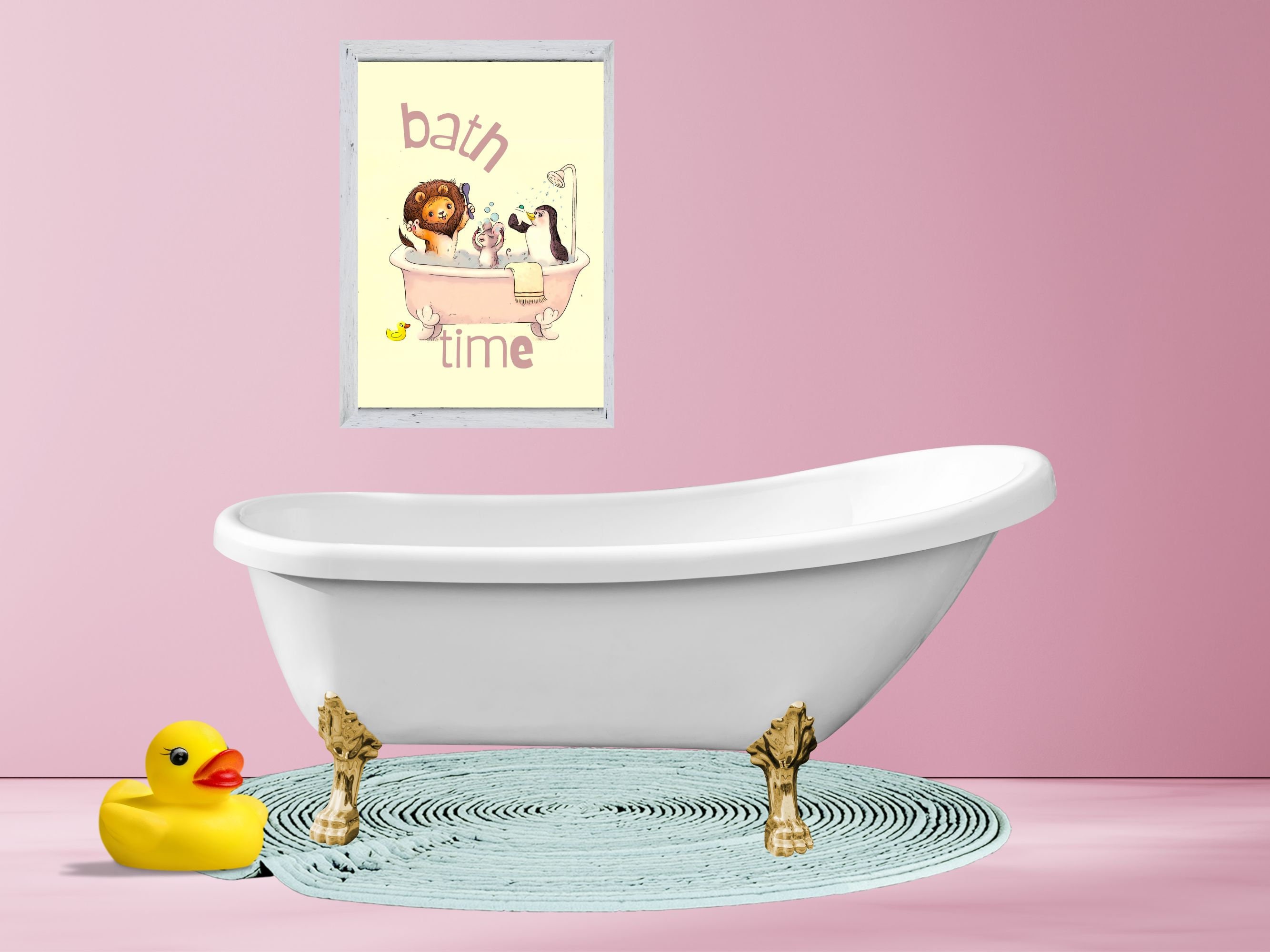 Playful Bath Time Wall Art Printable Nursery Wall Art Kids Bath Room ...