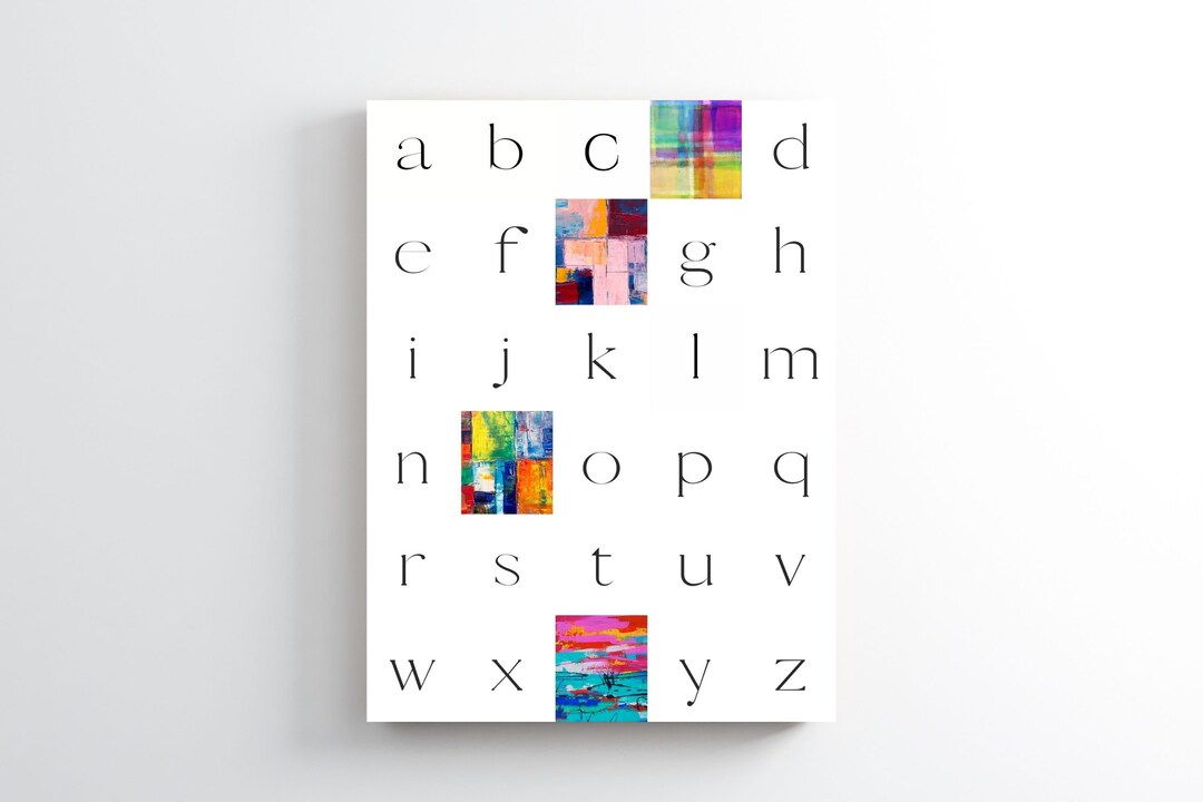 Abstract Art Alphabet Poster Typography Wall Art Black White Lettering ...