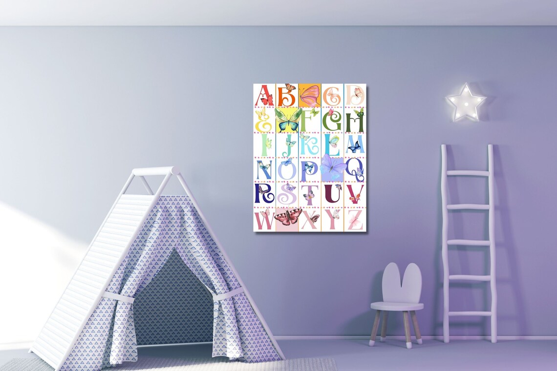 Butterfly Alphabet Poster Butterfly Wall Art Kids Playroom - Etsy
