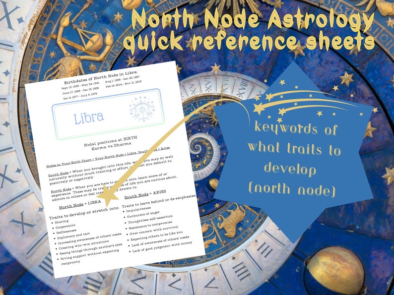 12 North South Node Astrology Reference Sheets | Teaching Astrology ...