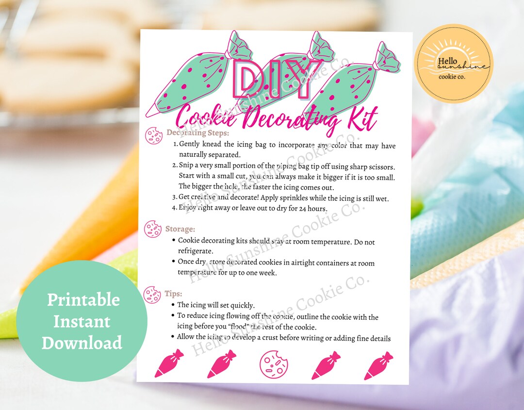 DIY Cookie Decorating Kit Instructions- Printable Instant Download - Etsy
