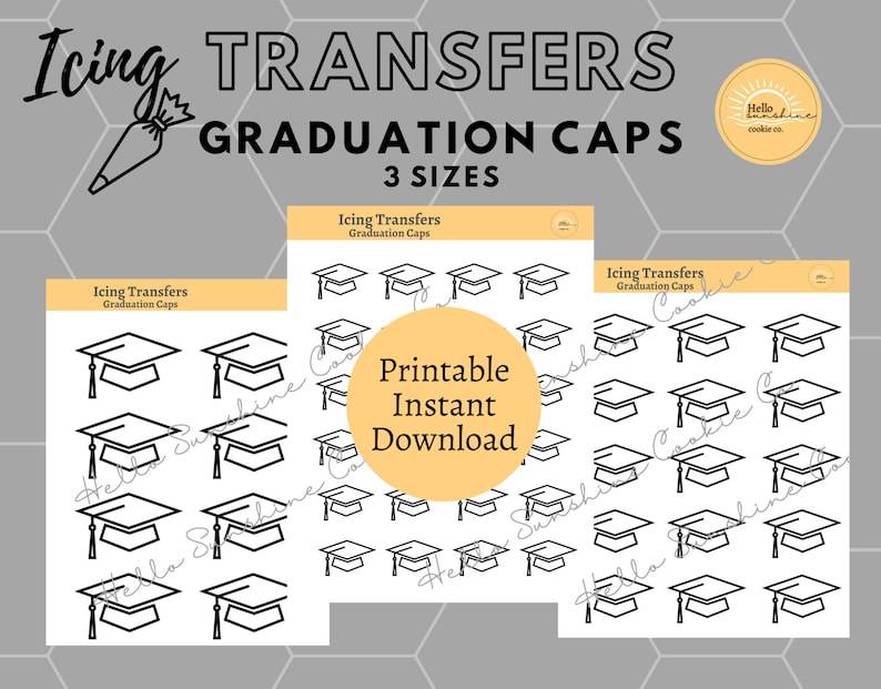 Royal Icing Transfer Sheet - Graduation Caps - Etsy