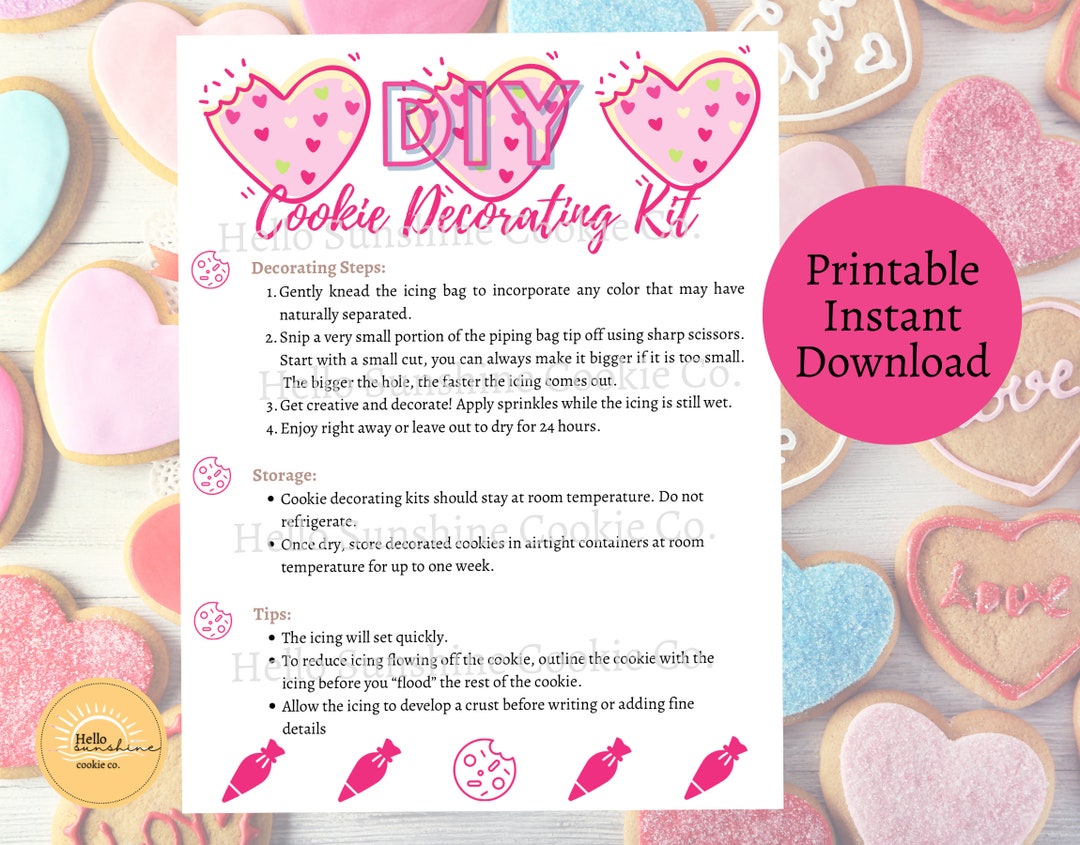 DIY Cookie Decorating Kit Instructions Hearts- Instant Download - Etsy