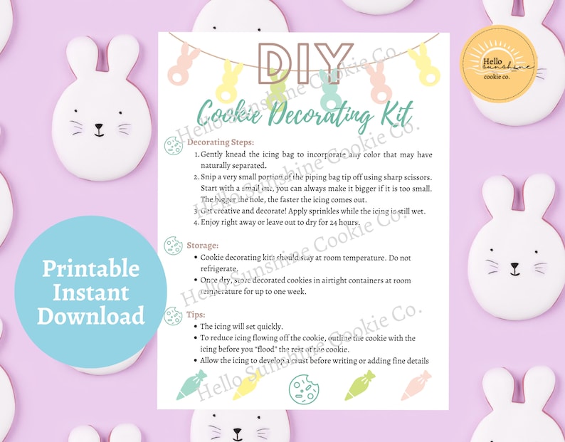 DIY Cookie Decorating Kit Instructions for Easter- Instant Download - Etsy