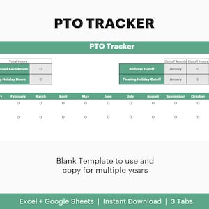 PTO Tracker (google Sheets and Excel) - Etsy