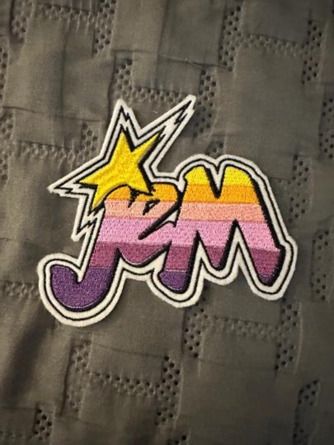 Jem Inspired Retro Rainbow Embroidered Iron on Neon 80’s Gen X Applique ...