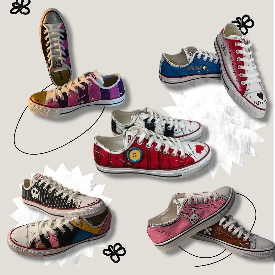 Custom Hand Painted Cel Shaded Cosplay Converse All Star Shoes - Etsy