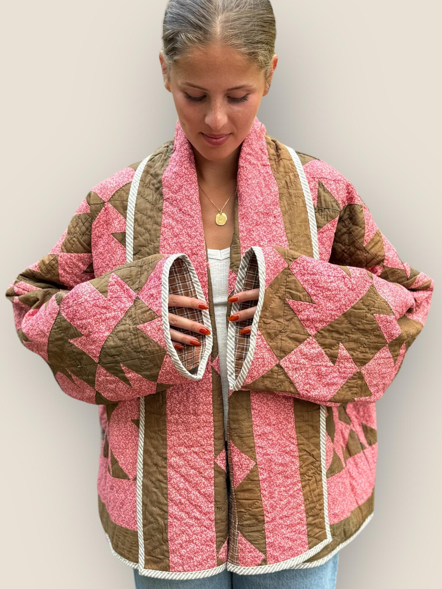 Reversible Quilted Jacket Made From an Antique, Hand Stitched Patchwork ...