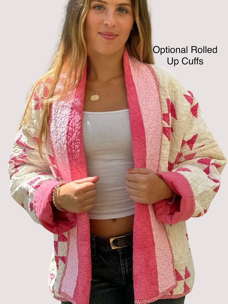 Antique Handmade Quilted Patchwork Jacket With Coordinating Two Tone ...