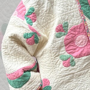 Hand Stitched “pink Flowers” Appliquéd Pattern Jacket in the Heather ...