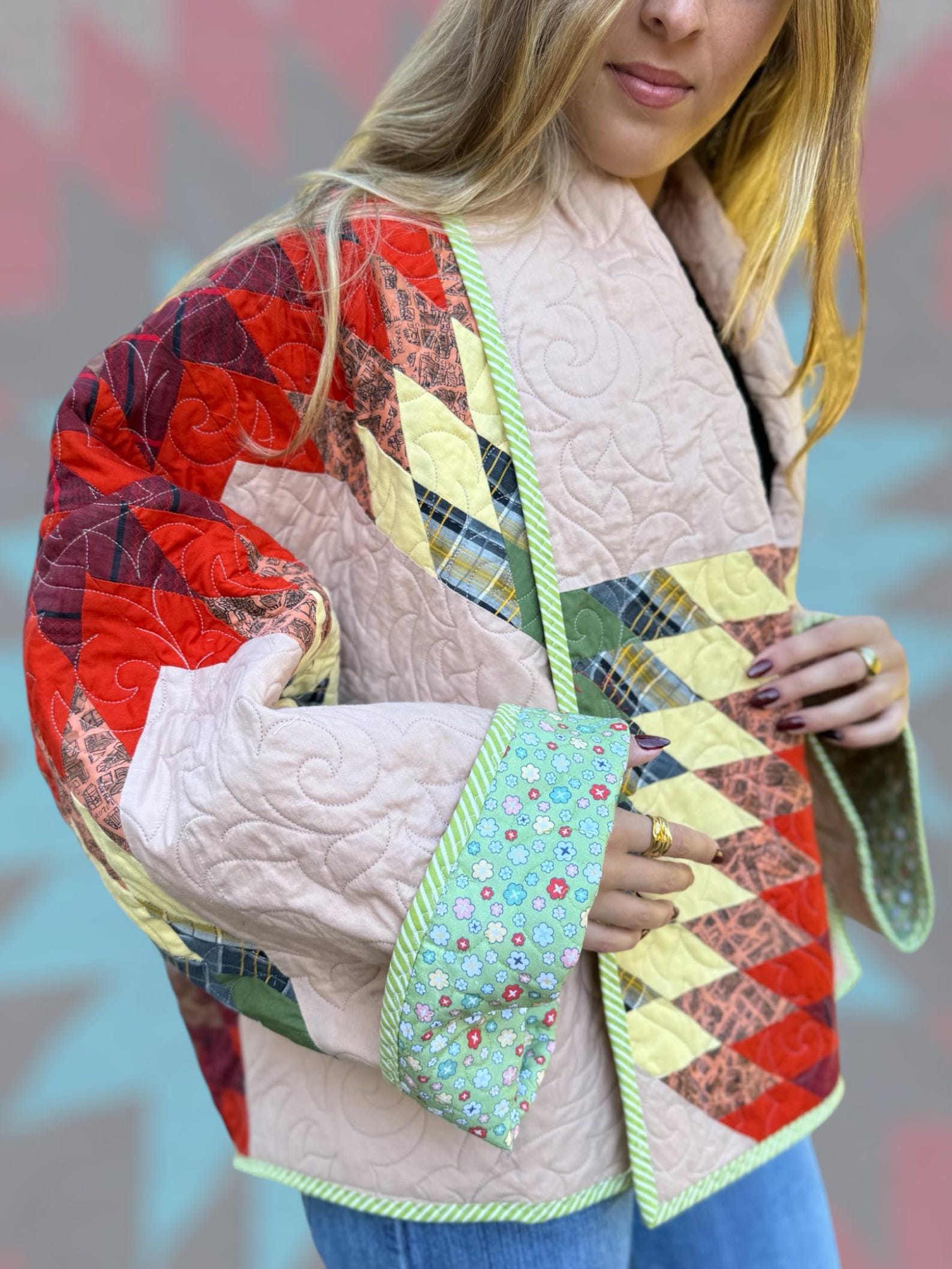 Reversible Quilted Jacket With a lonestar Patchwork Pattern in the ...