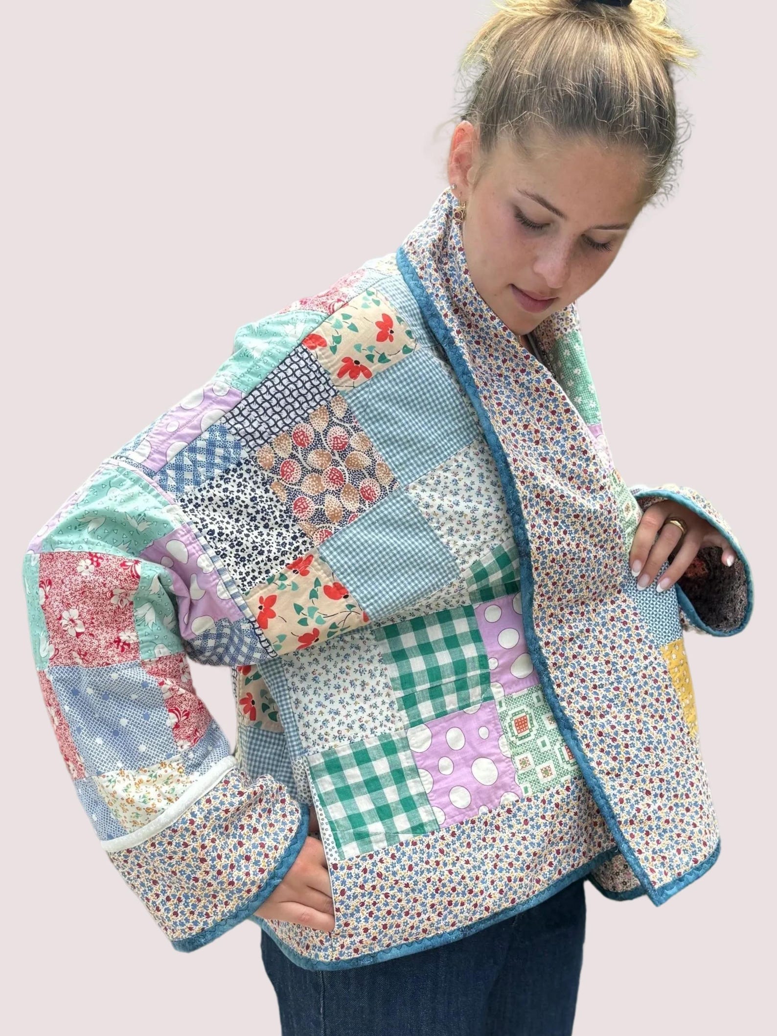 Vintage Quilted Hand Stitched Gingham Patchwork Reversible Jacket - Etsy