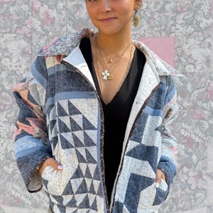 Button up Jacket Made From an Vintage “sampler” Patchwork Hand Stitched ...