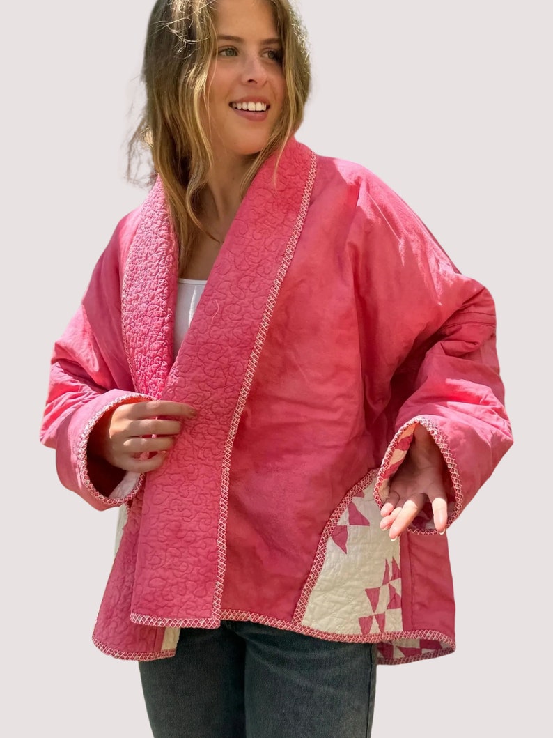 Antique Handmade Quilted Patchwork Jacket With Coordinating Two Tone ...