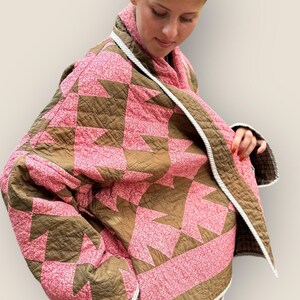 Reversible Quilted Jacket Made From an Antique, Hand Stitched Patchwork ...