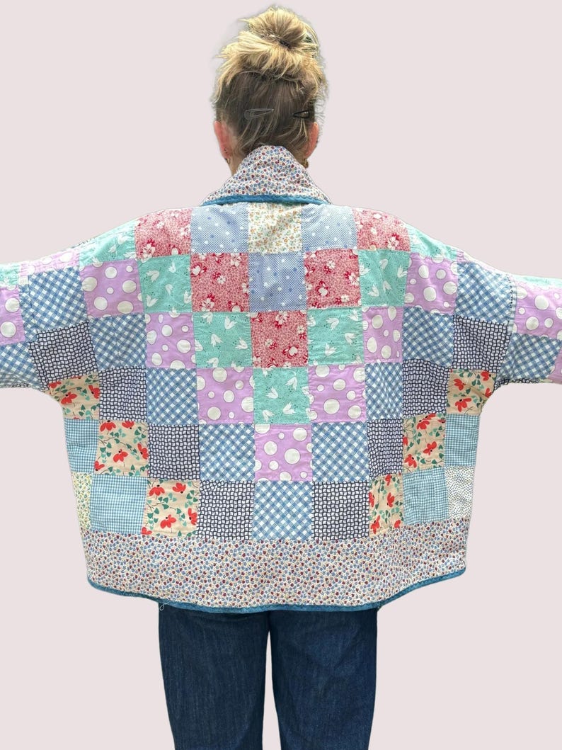 Vintage Quilted Hand Stitched Gingham Patchwork Reversible Jacket - Etsy