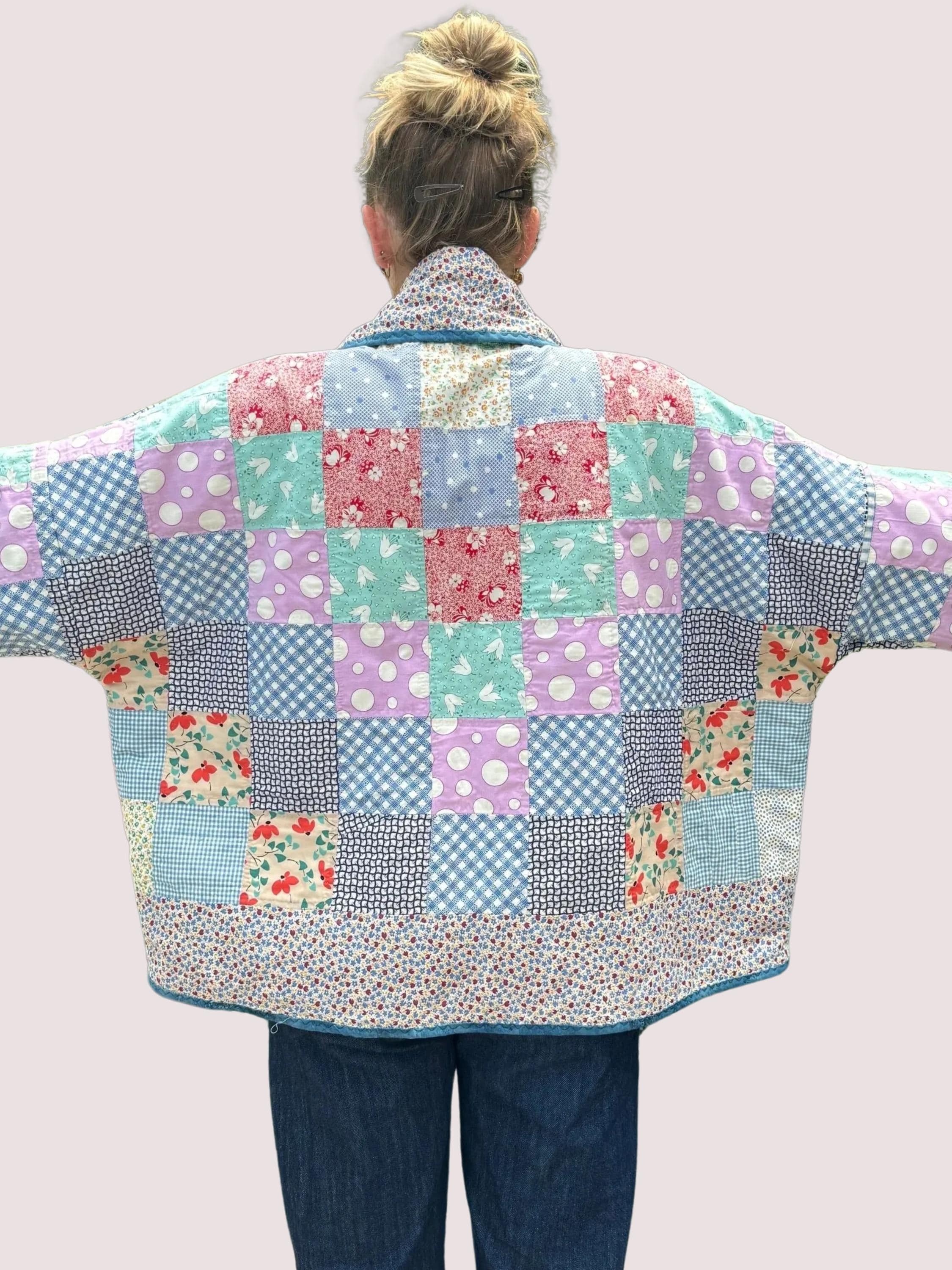 Vintage Quilted Hand Stitched Gingham Patchwork Reversible Jacket - Etsy