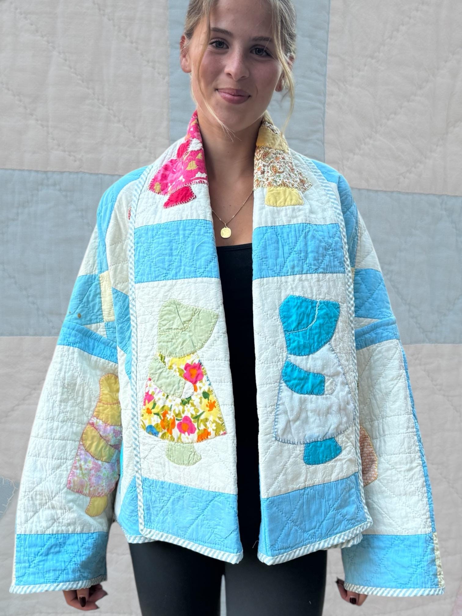 Reversible Quilted Jacket With a sun Bonnet Sue Pattern in the heather ...