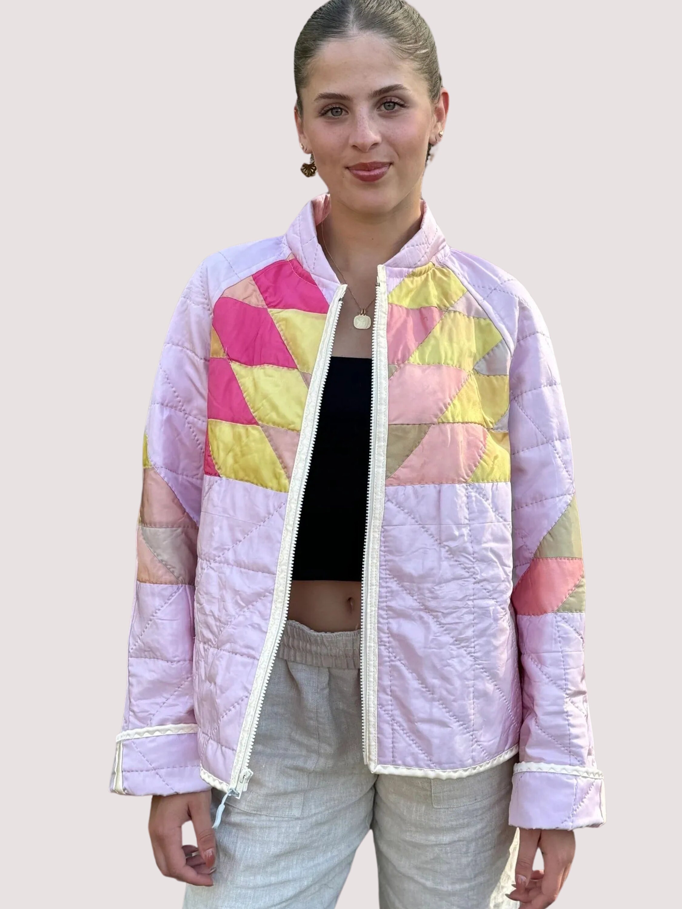 Vintage Satin Hand Stitched Quilted Bomber Jacket - Etsy