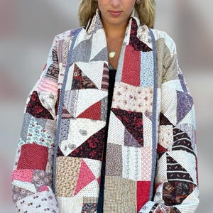 Quilted crazy Quilt Style Patchwork Jacket Made From an Vintage Hand ...