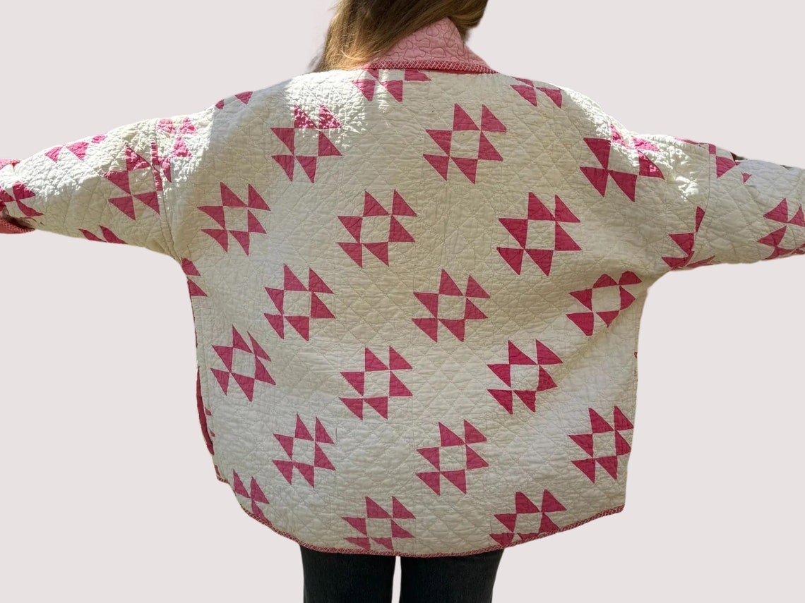 Antique Handmade Quilted Patchwork Jacket With Coordinating Two Tone ...