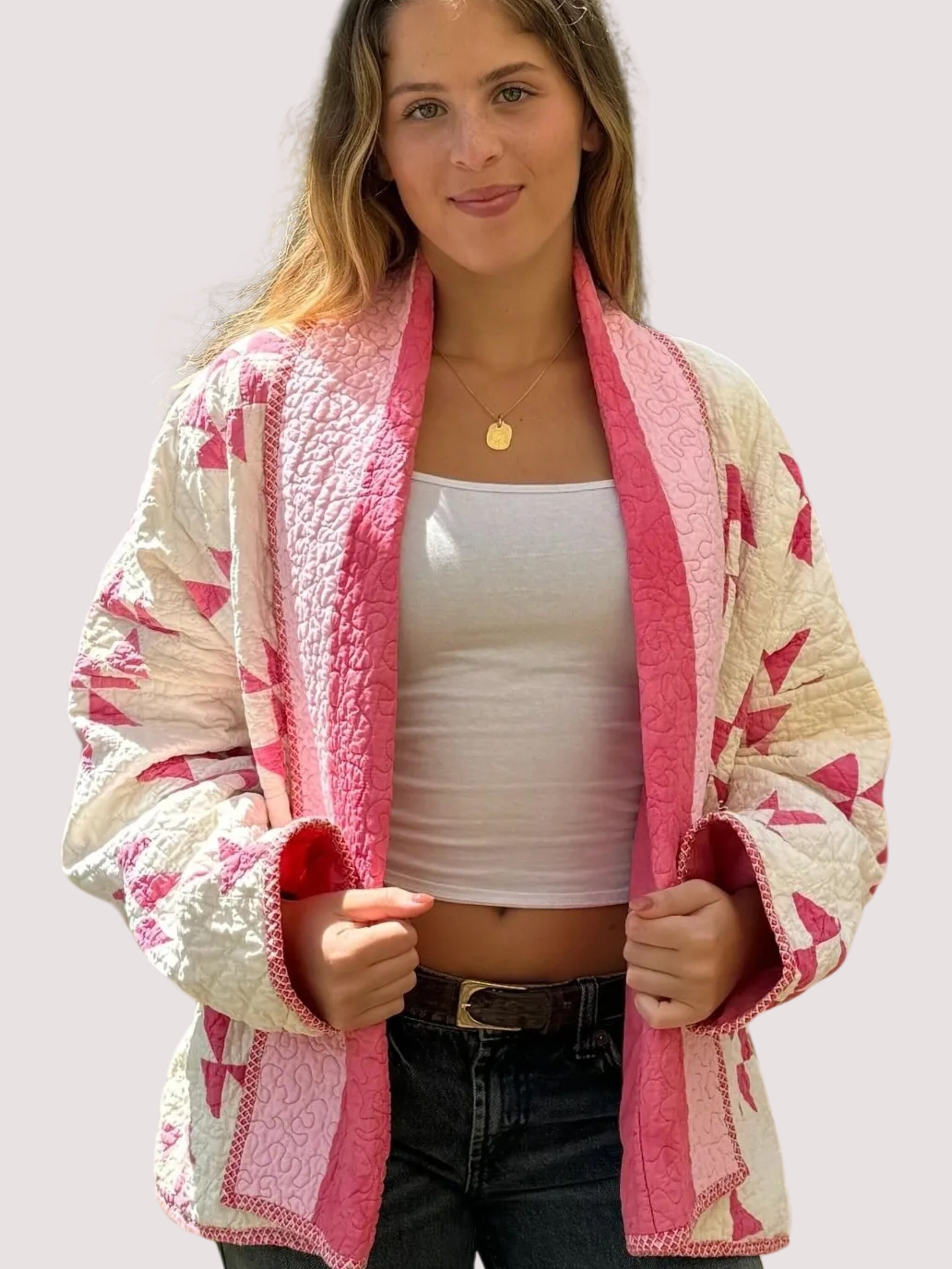 Antique Handmade Quilted Patchwork Jacket With Coordinating Two Tone ...