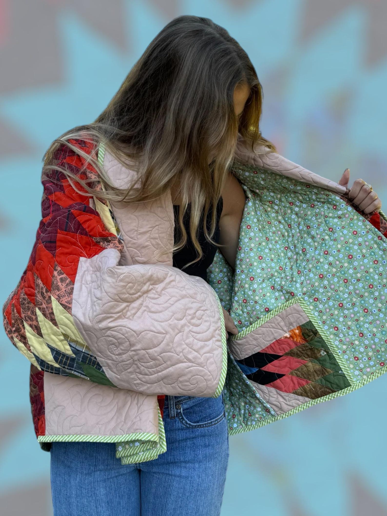 Reversible Quilted Jacket With a lonestar Patchwork Pattern in the ...