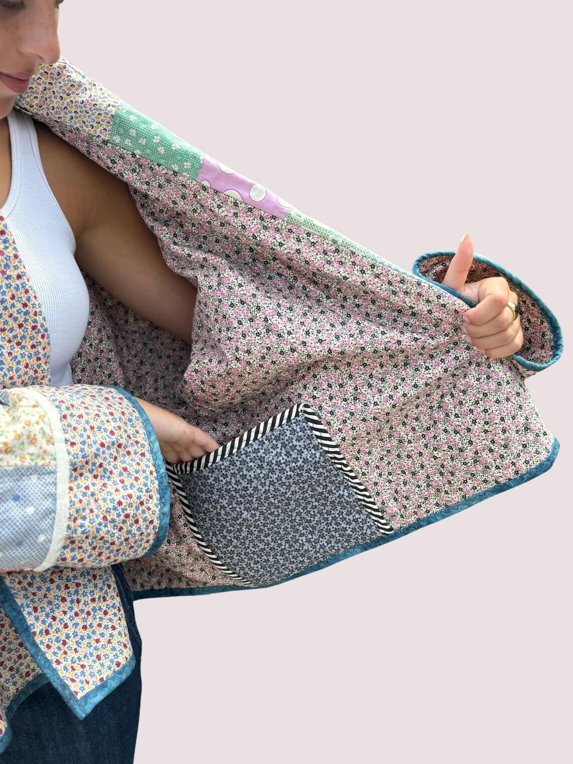 Vintage Quilted Hand Stitched Gingham Patchwork Reversible Jacket - Etsy