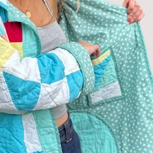 Button up Chore Coat With Buttons/collar Made From a Vintage Hand Stitched Patchwork Quilt - Etsy