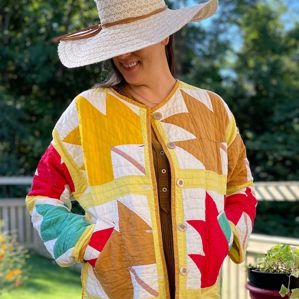 Patchwork Button up Coat - Etsy