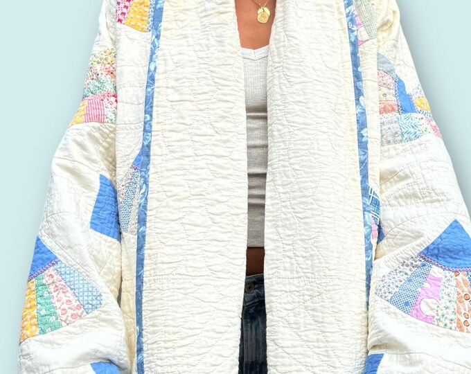 Quilted Jacket Made From a Vintage grandmothers Fan Patchwork Quilt - Etsy
