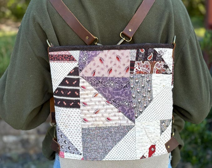 Convertible Quilted Backpack to Shoulder Bag With Leather Straps Made ...