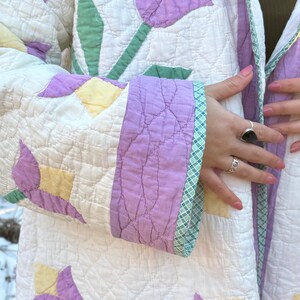 Quilted Lavender Tulip Appliqué Jacket in the Chelsey Style Made From ...