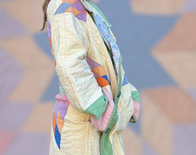 Quilted Long Coat Made From a Vintage “lone Star” Pattern Patchwork ...