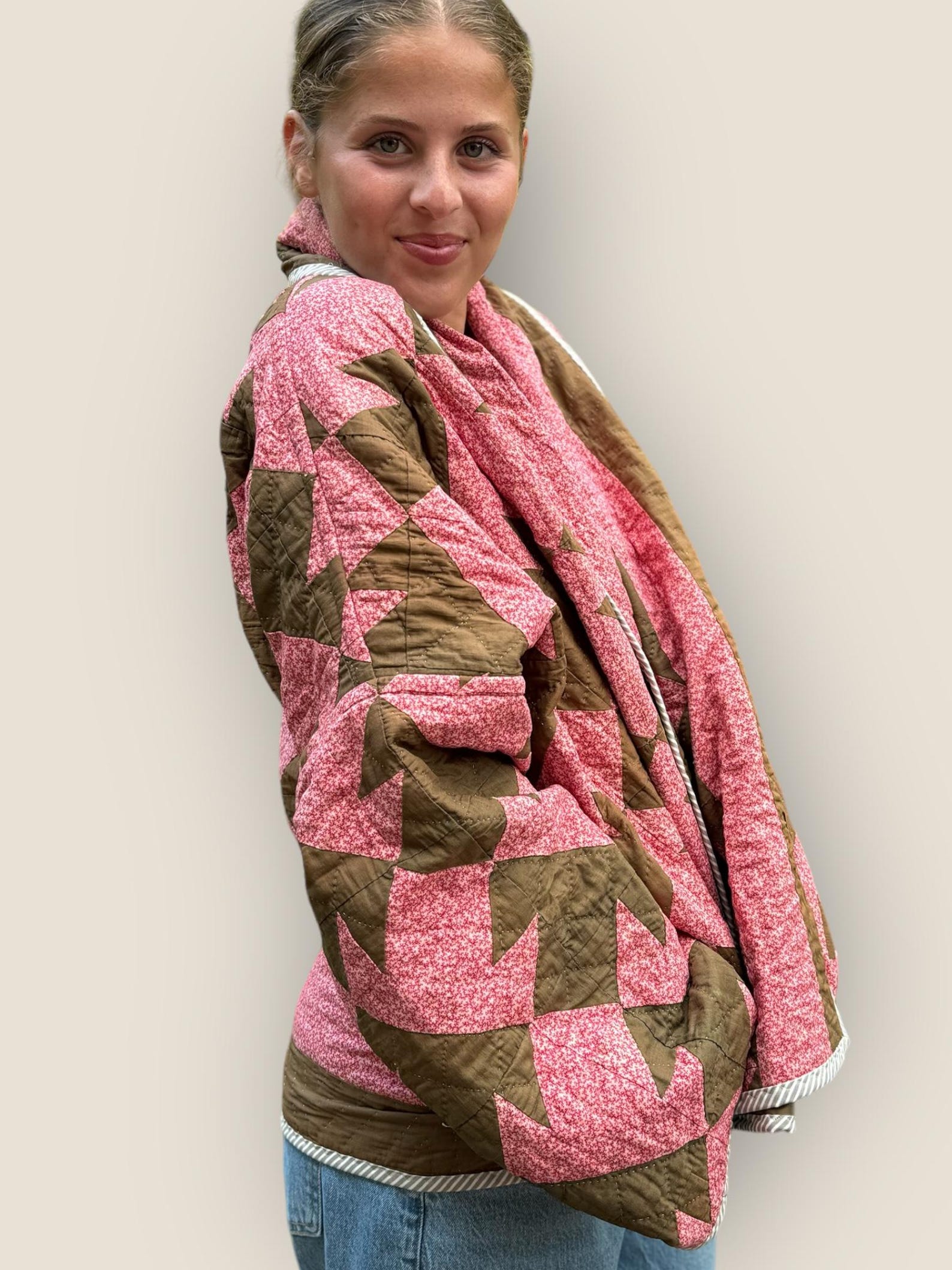 Reversible Quilted Jacket Made From an Antique, Hand Stitched Patchwork ...