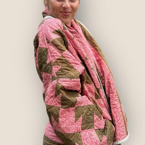 Reversible Quilted Jacket Made From an Antique, Hand Stitched Patchwork ...
