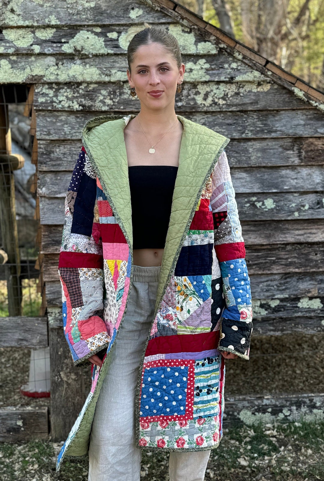 Vintage Patchwork Pattern Hand Stitched Quilted Coat - Etsy