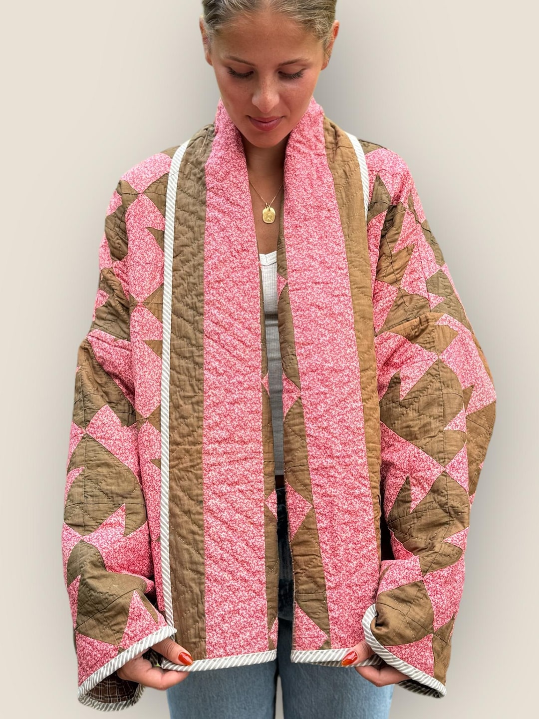 Reversible Quilted Jacket Made From an Antique, Hand Stitched Patchwork ...