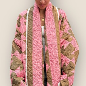 Reversible Quilted Jacket Made From an Antique, Hand Stitched Patchwork ...