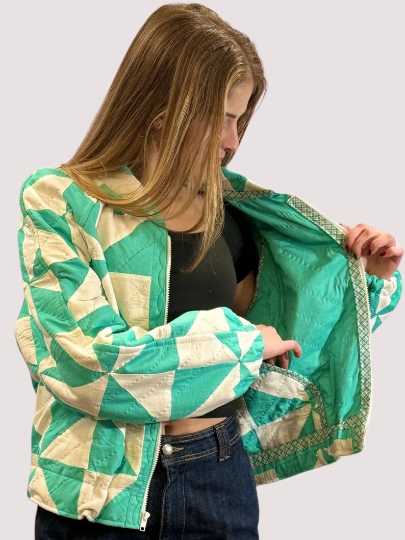Bomber Jacket Made From a Vintage Hand Stitched Patchwork Quilt - Etsy