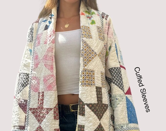 Vintage Handmade Quilted arrows Patchwork Style Jacket - Etsy