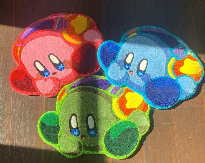 Kirby Headphones Rug Kirby Rug Kirby, Girl Room Decor Pink Rug Kirby ...